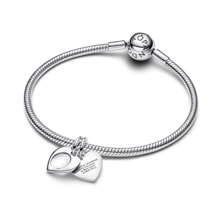 Pandora Engravable Heart Magnifying Glass Double Dangle Charm ...