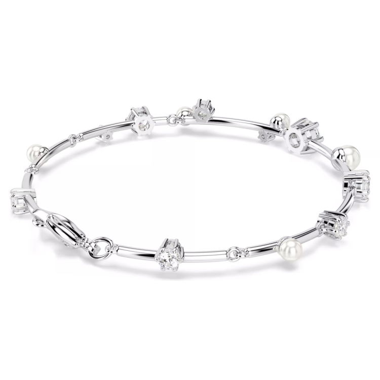 Swarovski Constella Tennis Bracelet Crystal pearl Round cuts White ...