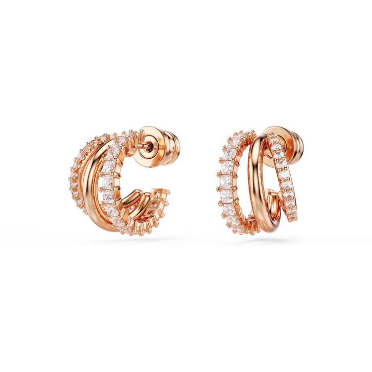 Swarovski Hyperbola Kreolen Verschiedene Schliffe Mini Weiss Roségold ...