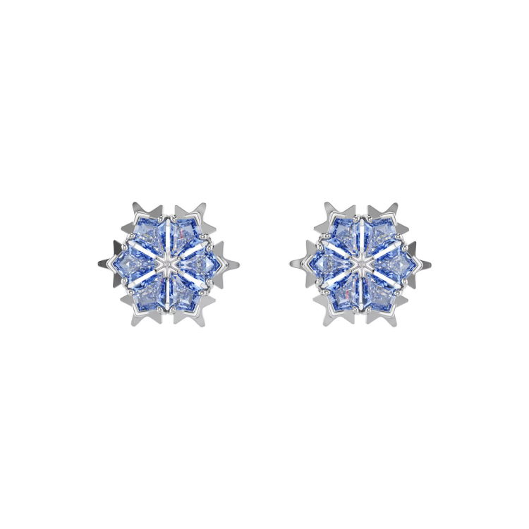 Swarovski Magic Stud Earrings Snowflake Blue Rhodium plated - 5734242 ...