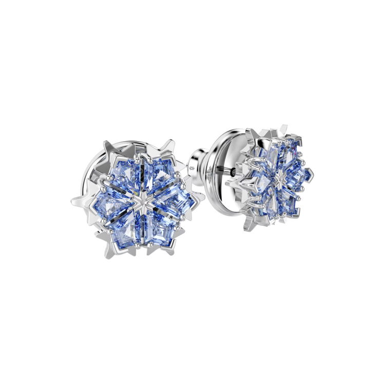Swarovski Magic Stud Earrings Snowflake Blue Rhodium plated - 5734242 ...