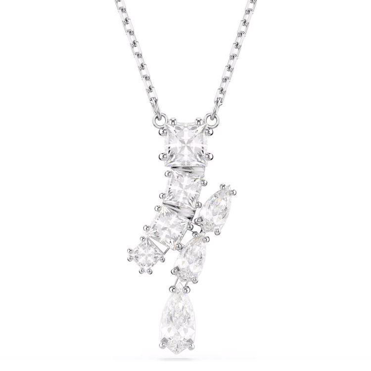 Swarovski Matrix Halskette Verschiedene Schliffe Weiss Rhodiniert ...