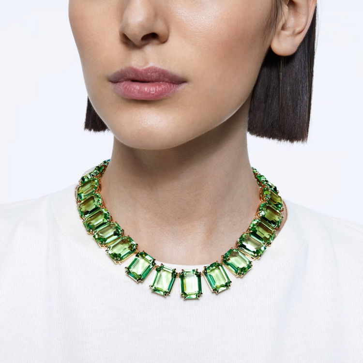 Swarovski Millenia Tennis Necklace Oversized crystals Octagon cut Green ...