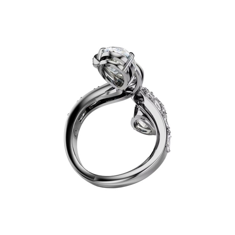 Swarovski The Vienna Collection Offener Ring Feder Weiss Rutheniert ...