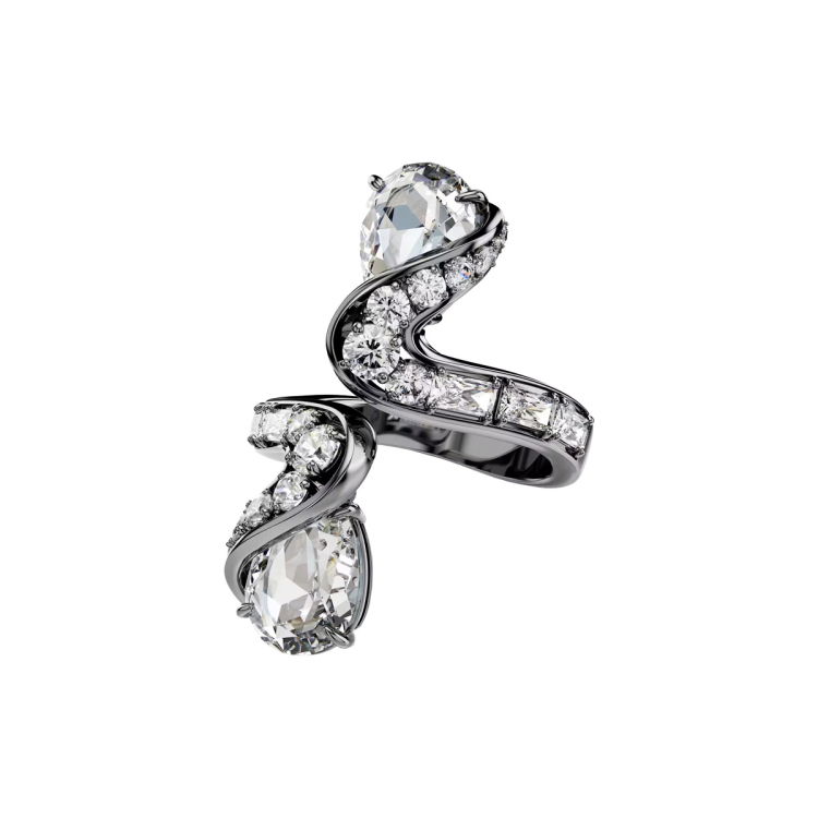 Swarovski The Vienna Collection Offener Ring Feder Weiss Rutheniert ...
