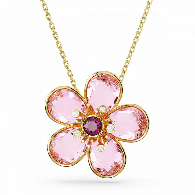Swarovski Idyllia Halskette Blume Klein Rosa Goldlegierungsschicht ...