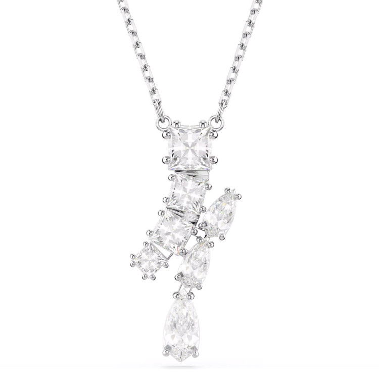 Swarovski Matrix Halskette Verschiedene Schliffe Weiss Rhodiniert ...
