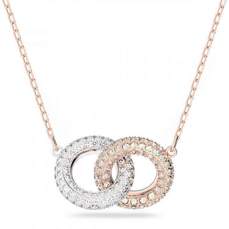 Swarovski Dextera Halskette Verflochtene Ringe Weiss Roségold ...